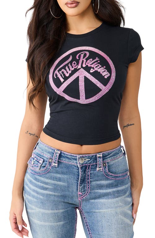 TRUE RELIGION BRAND JEANS True Religion Crystal Embellished Graphic Stretch Cotton Baby Tee